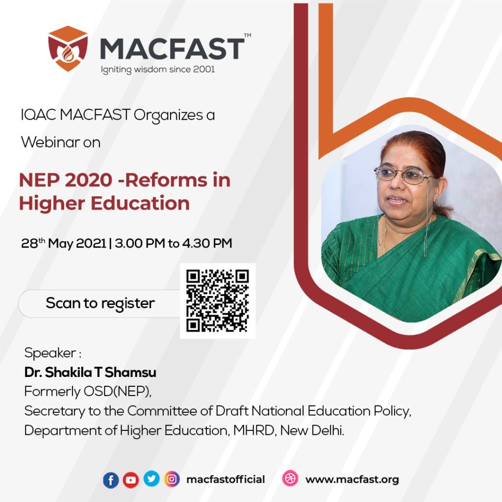 Webinar on 'NEP 2020- Reforms in Higher Education' - MACFAST