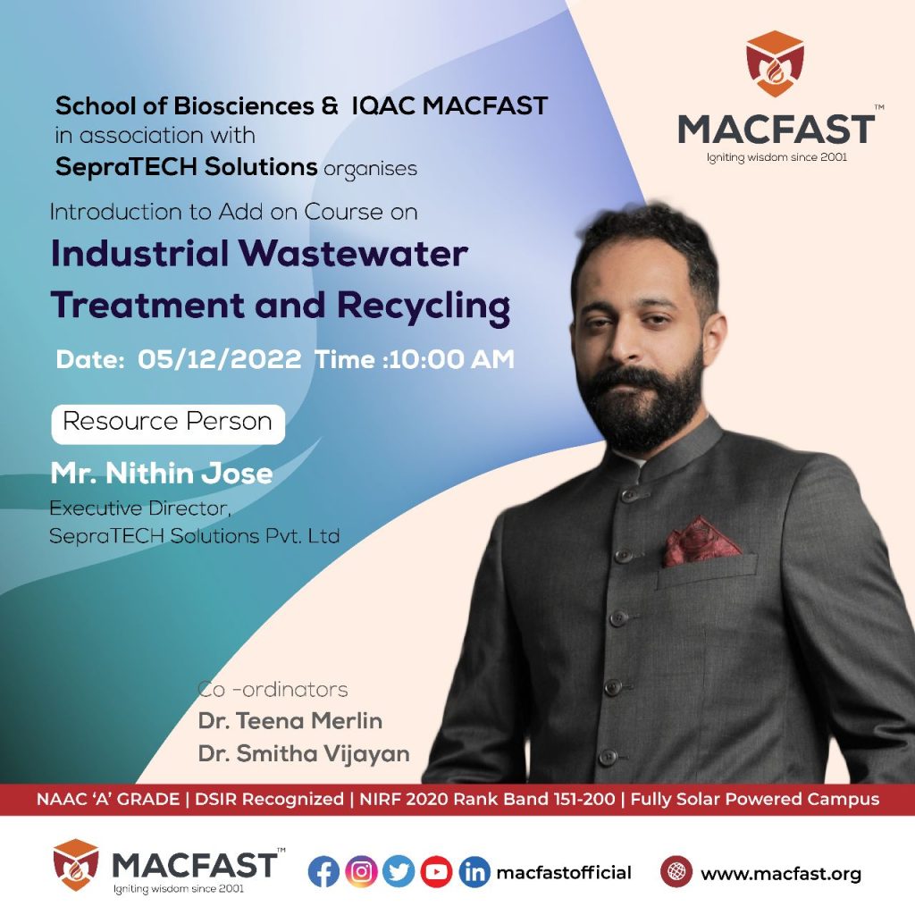 Introduction to Add on Course on Industrial Wastewater Treatment and Recycling - MACFAST
