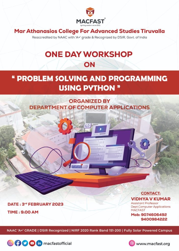 One Day Workshop on 'Problem solving and Programming using Python' - MACFAST